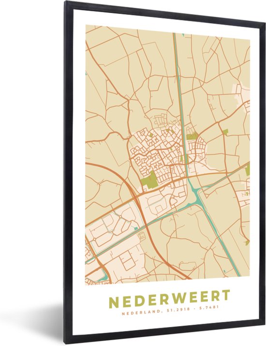 Fotolijst incl. Poster - Plattegrond - Nederweert - Stadskaart - Kaart ...