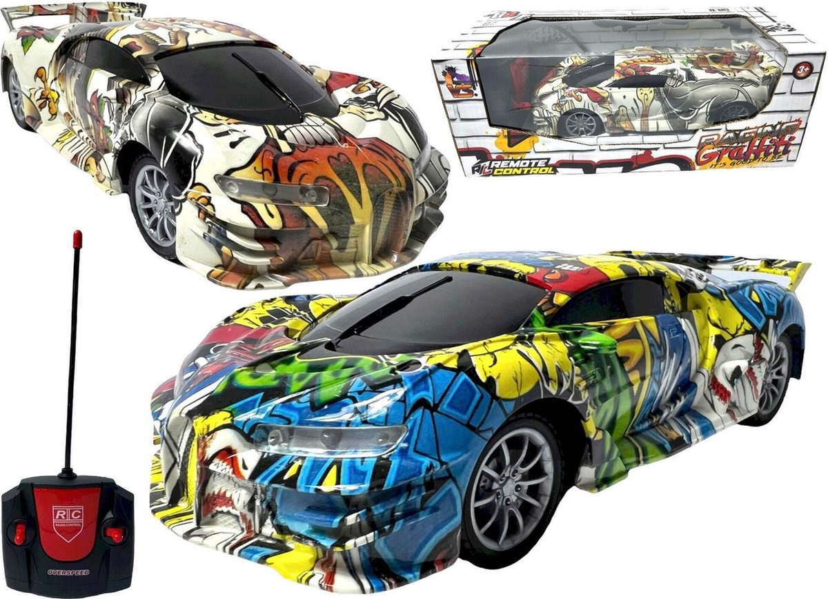 Racing Grafiti Car - op afstand bestuurbare auto - led koplampen - 4 ...