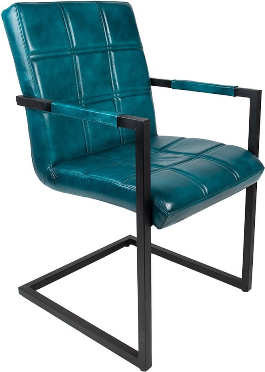 Eetkamerstoel met Armleuning 51*62*89 cm Groen Leder Stoel ...