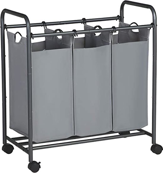Wasmand - wasverzamelaar - met 3 afneembare stoffen zakken - wasbak op ...