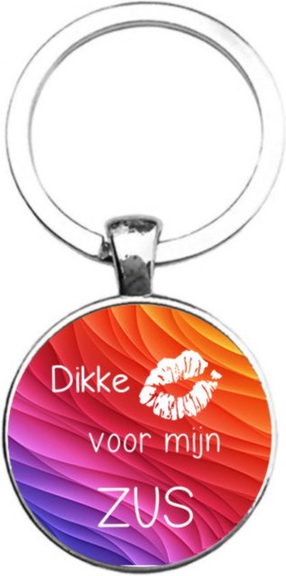 Sleutelhanger Glas - Dikke Kus Voor Mijn Zus | bol.com