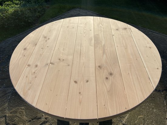 M2-Meubels - douglas tuintafel / rond 120cm met matzwart matrix ...