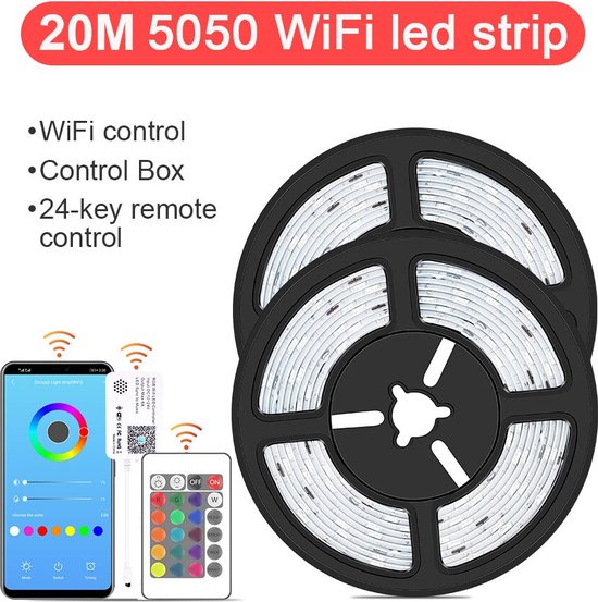 ColorRGB, WIFI Smart Led strip Verlichting, SMD5050 Werkend met Alexa ...