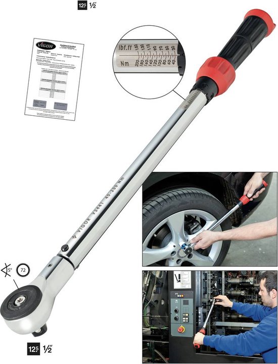 Vigor V3441 V3441 Momentsleutel Met omschakelbare ratel 1/2 (12.5 mm ...