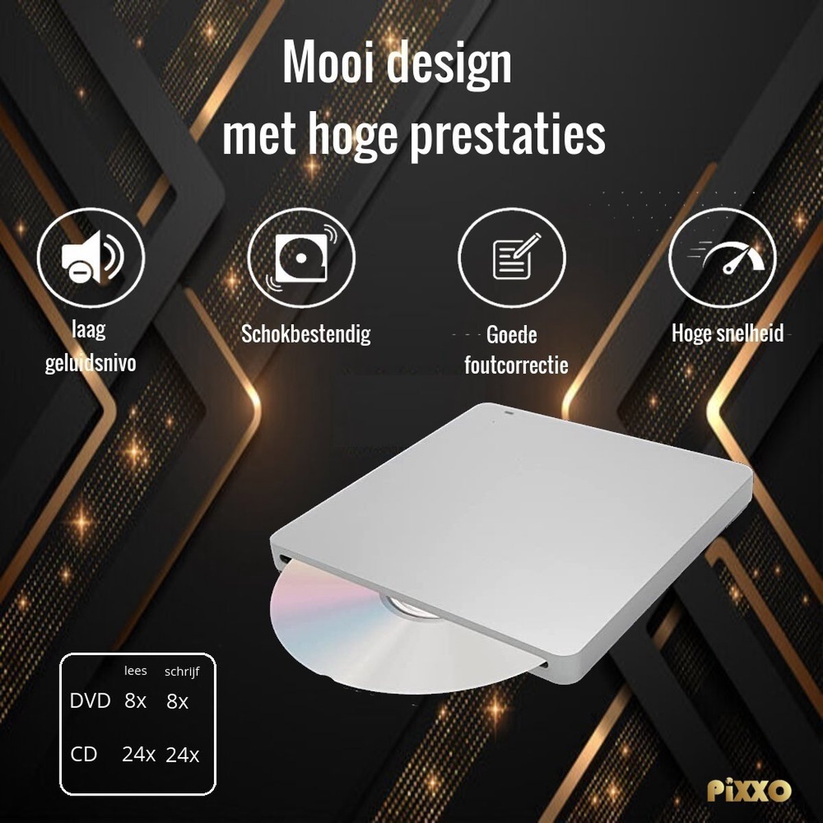 PiXXO® Externe CD/DVD Speler voor Laptop en PC - Brander en Speler ...