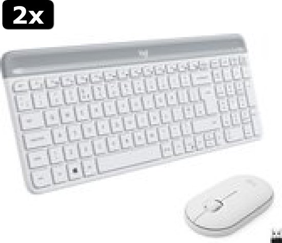 2x Logitech MK470 Slim Combo - Draadloos toetsenbord en muis - Wit - QWERTY | bol.com