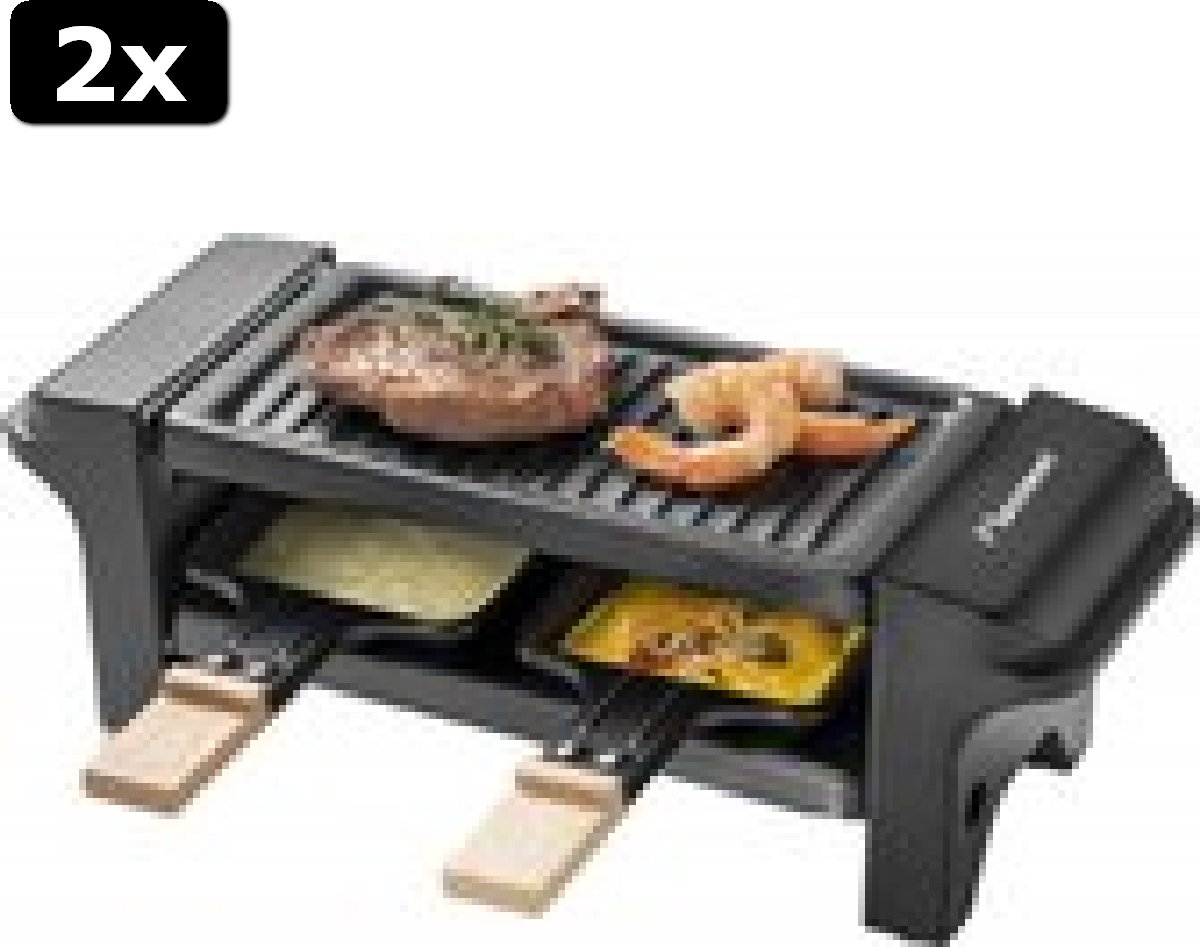 2x Bestron Mini Raclette, Gourmetstel voor 1 tot 2 personen, incl. 2 ...