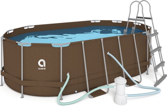 Avenli - Zwembad - met filterpomp en ladder - 427x275x100 cm - bruin ...