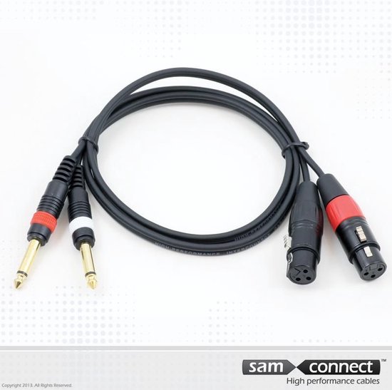 2x XLR naar 2x 6.3mm Jack kabel, 1.5m, f/m | Signaalkabel | sam connect ...