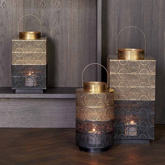 Riverdale - Lantaarn Ellen - H37cm - zwart/goud - Goud | bol.com