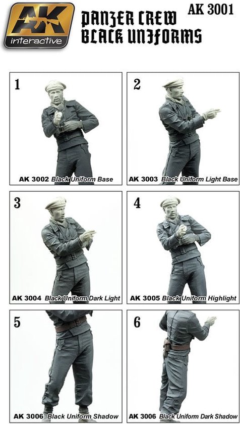AK Interactieve AK3001 - Panzer Crew Black Uniforms verf Set 6 x 17 ml ...