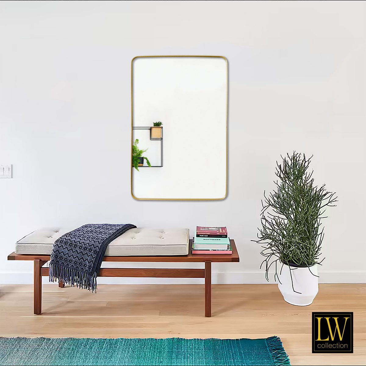 LW Collection wandspiegel goud rechthoek 61x91 cm metaal - grote ...