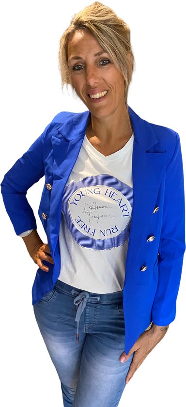 Blazer kobalt blauw met knoopjes maat XL | bol.com