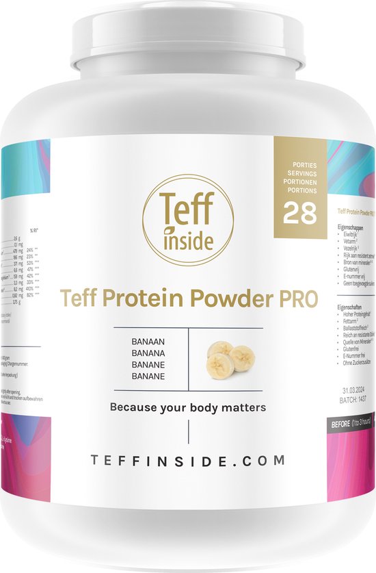 Teff Proteine Powder PRO Banaan 1,4 kg | bol.com
