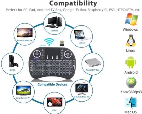 Ematic - Rii i8 Wireless Mini Keyboard - Backlight - Touch pad | bol