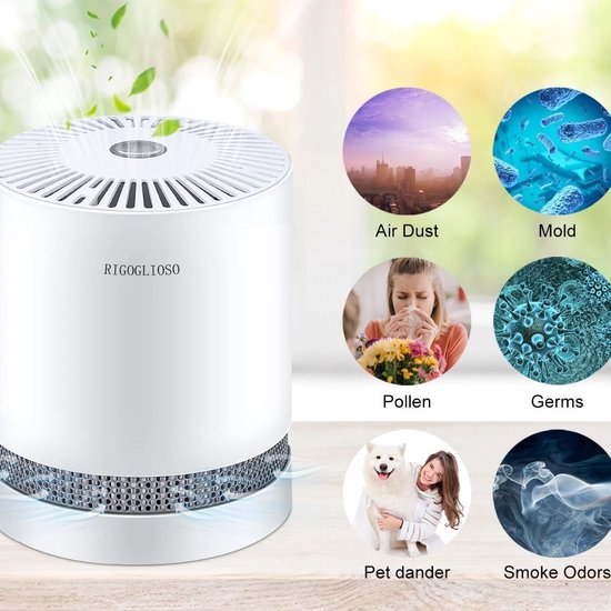 Luchtreiniger - Met Vervangbaar HEPA Filter + Koolstoffilter - Werkt ...