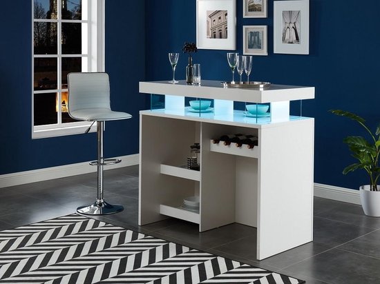 Barmeubel FABIO - Mdf witgelakt - met ledverlichting L 120 cm x H 110 ...