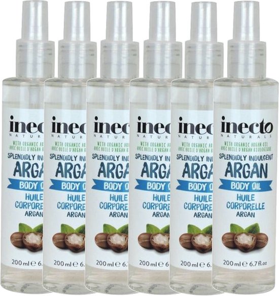 Inecto - Argan Body Oil - 6 pak - Natuurlijk - Hydraterend | bol