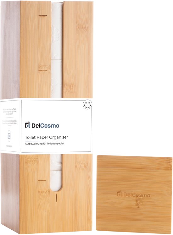 DelCosmo Staande toiletpapier houder gemaakt van bamboe ...