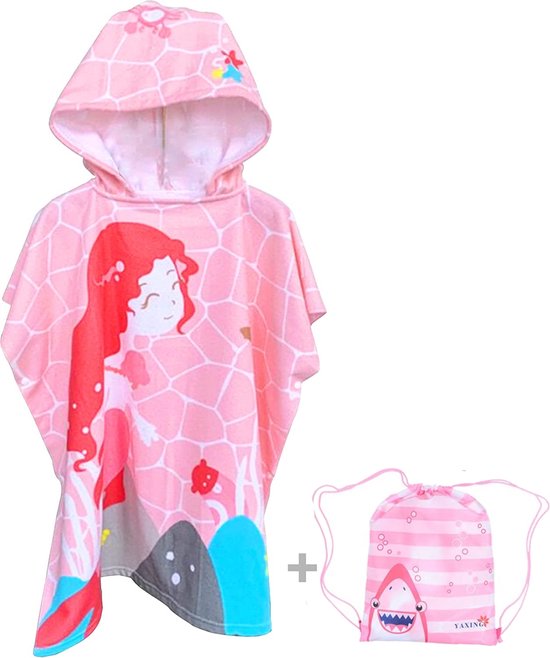 Zeemermin - Strandbadhanddoek Met Capuchon - Kinderen Badponcho ...