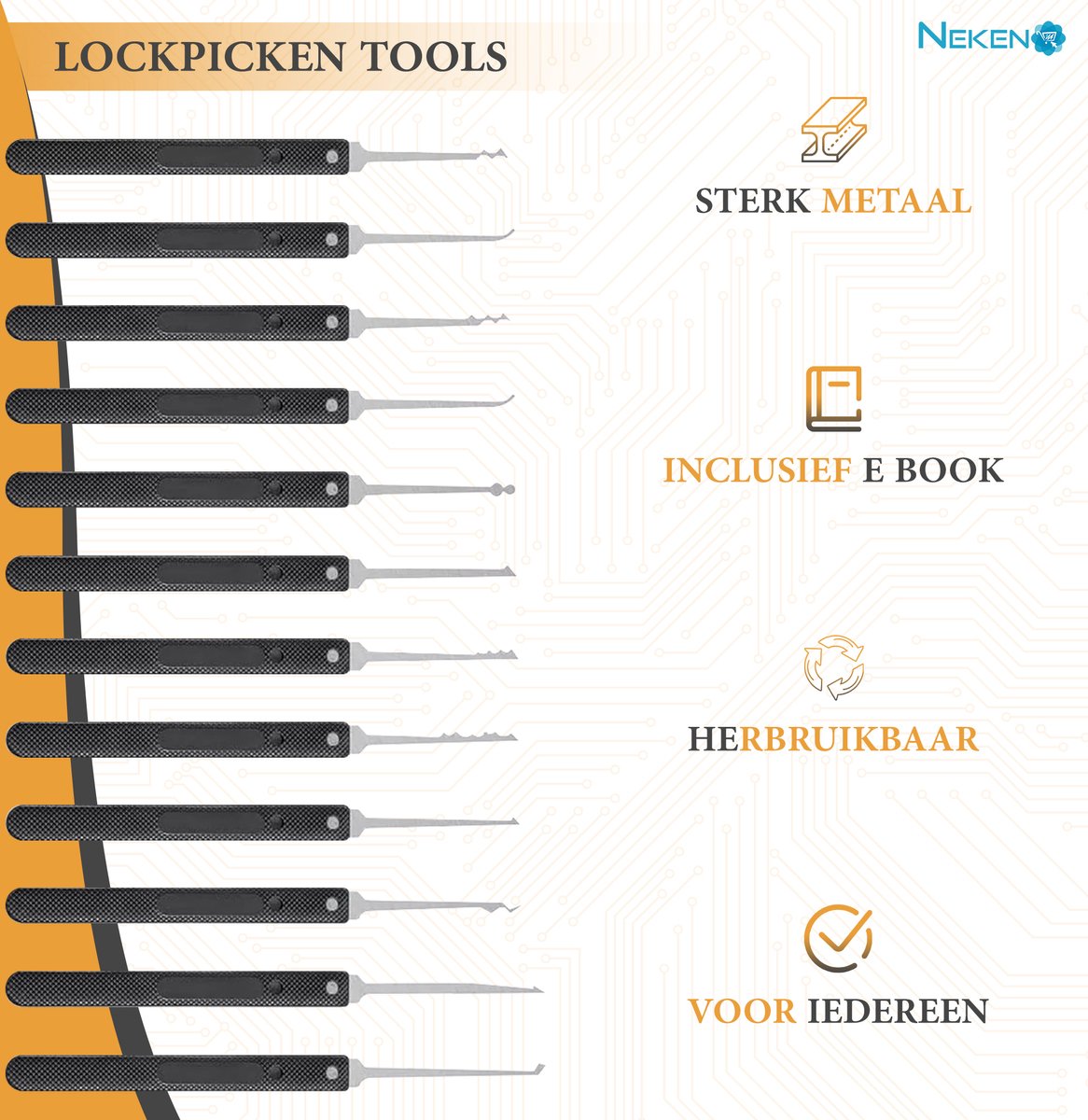 Neken - Lockpickset 30 stuks - Inclusief E-book - Lockpick set - Slot ...