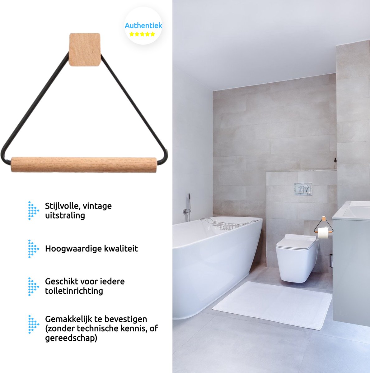 Toiletrolhouder zonder boren- Wc rolhouder - Zuignap - Zelfklevend ...