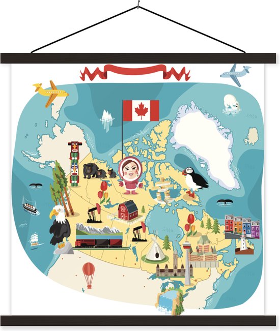 Une illustration de dessin animé d'une carte du Canada plaque scolaire ...