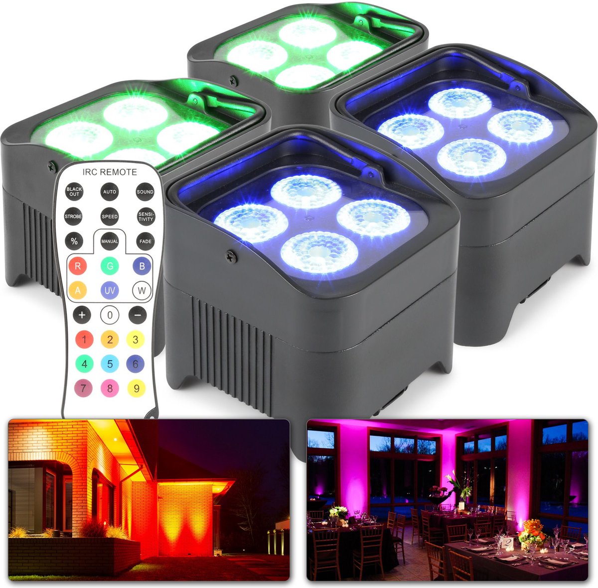 Uplighter LED - BeamZ BBP94 - Set van 4 Uplights met 4x 10W LED's per ...