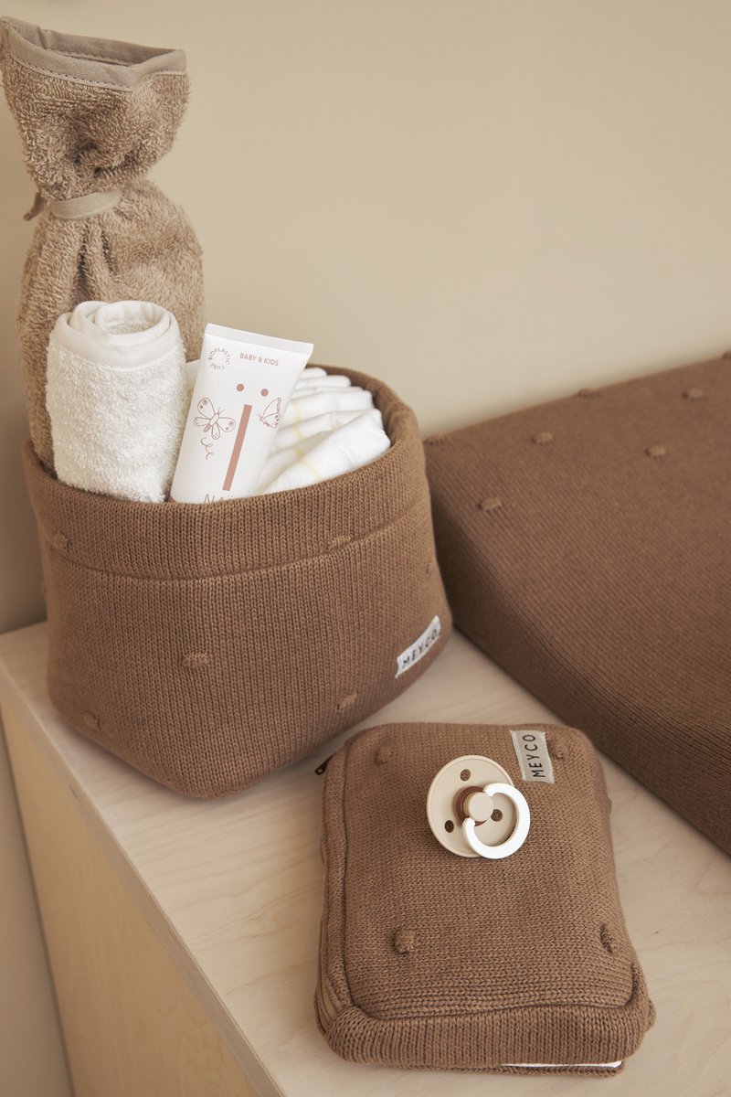 Meyco Mini Knots billendoekjesetui - toffee | bol.com