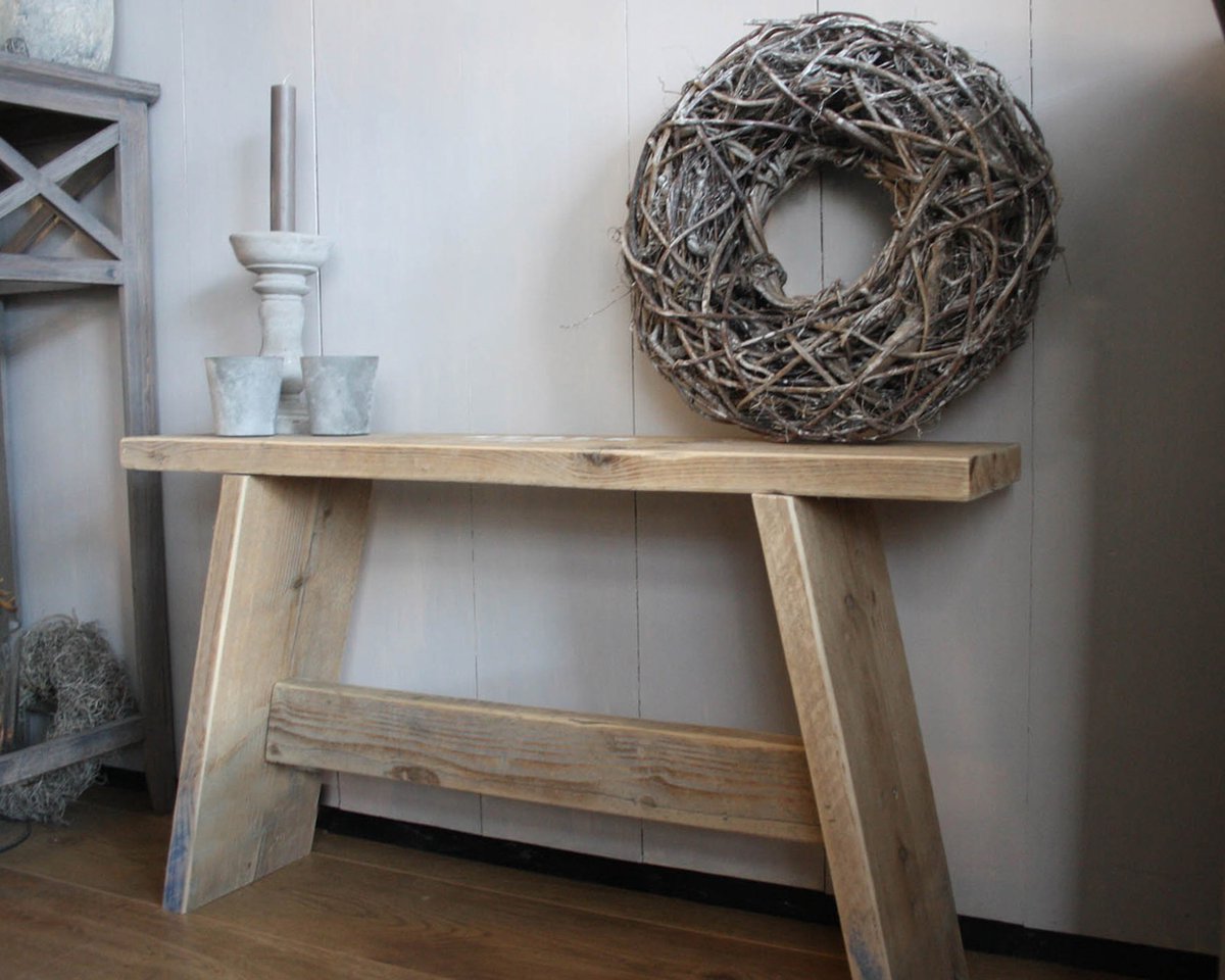 100 cm steigerhouten krukje - bankje - Gebruikt hout - sloop hout | bol.com