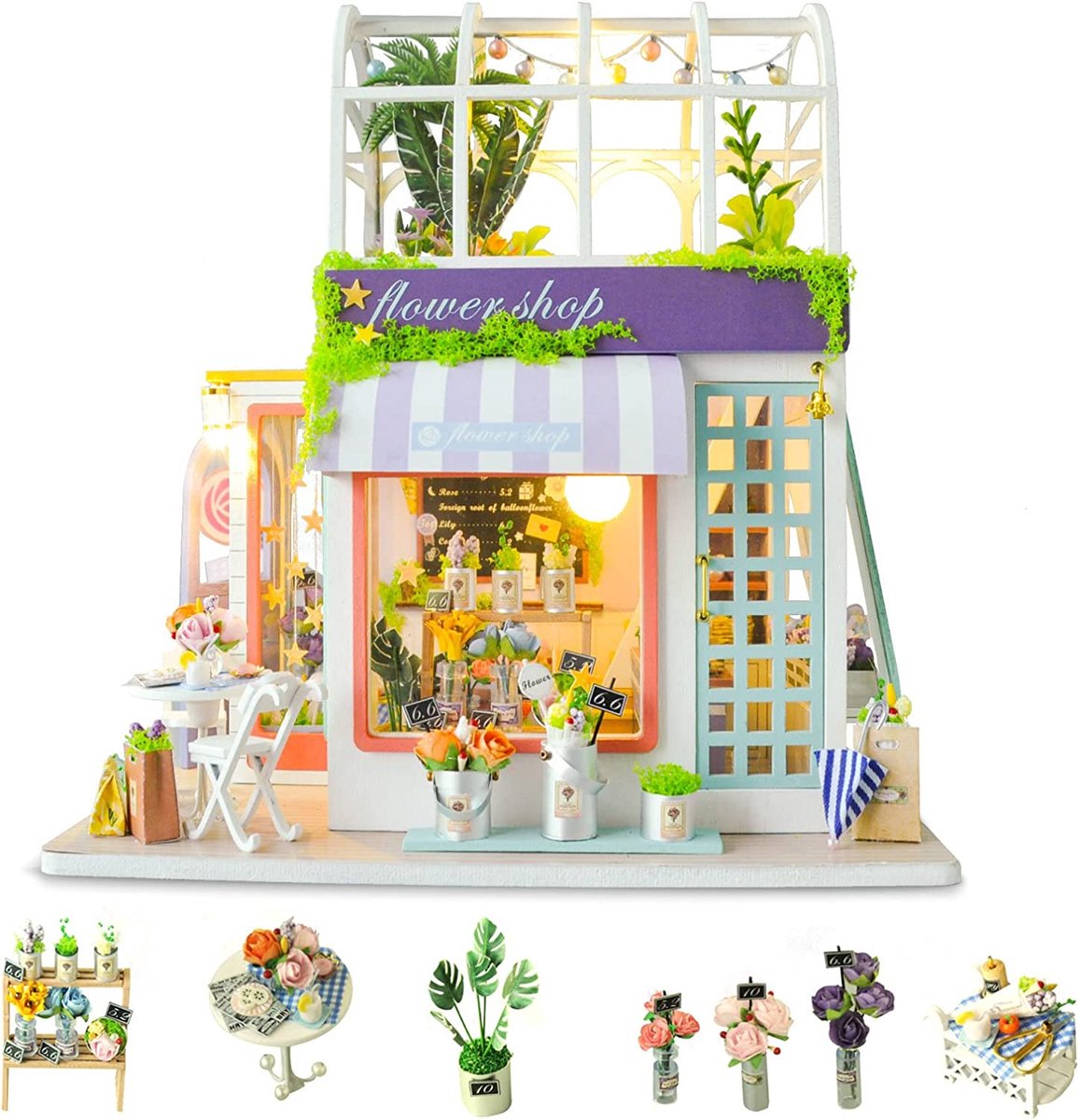Premium Miniatuur Set - Bloemenwinkel - Zelf Bouwen - Handgemaakt - Met ...