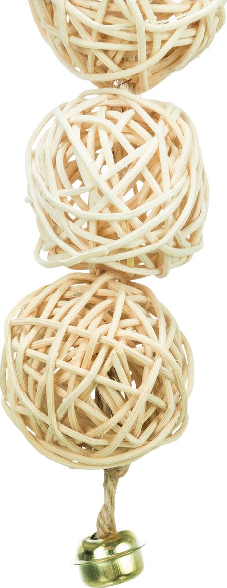 Trixie 3 Rotan Ballen Met Bel Aan Touw Naturel | bol