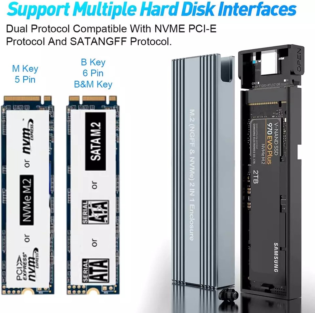 Aluminum M.2 (NGFF&NVMe) 2 IN 1 Behuizing met Heatsink | bol.com