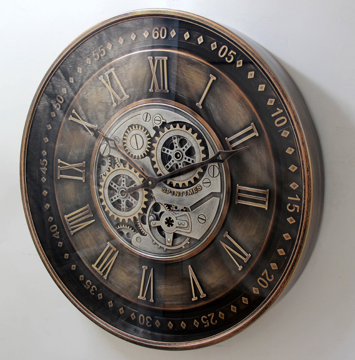 Wandklok modern Elin - wandklok goud 59 cm - tandwiel klok - klok industrieel | bol