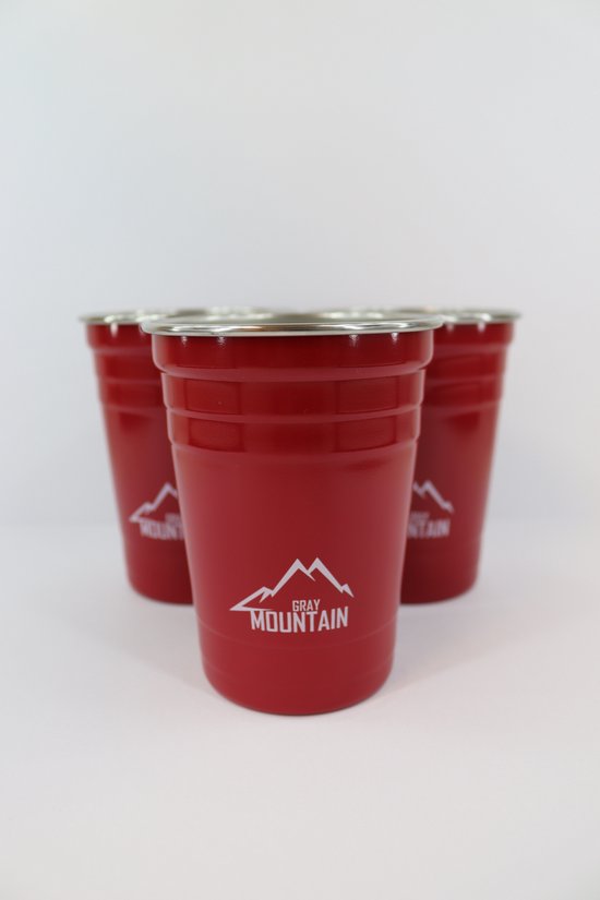 Red cups - Stainless steel - 473ml - 10stuks - Duurzaam - Herbruikbaar ...