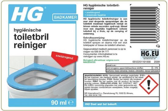 HG hygi√´nische toiletbril reiniger - 90ml - maximale hygi√´ne - in een ...