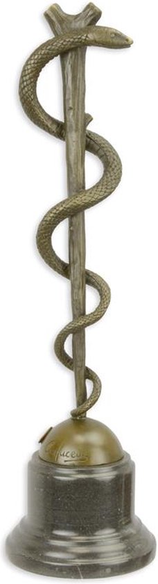Statue en bronze - Bâton d'Esculape - sculpture - 38 cm de haut | bol