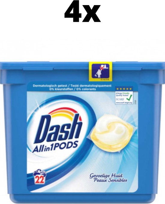 Dash All-in-1 pods Gevoelige huid - 66 waspods - voordeelverpakking | bol