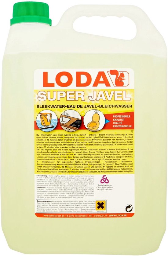 Loda Super Javel 8° | Bleekwater | 3 x 5 Liter Voordeelverpakking | bol