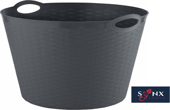 Synx Tools Flexibele emmer Antraciet wasmand 35 liter - Opbergmand - Wassorteerder -... | bol.com