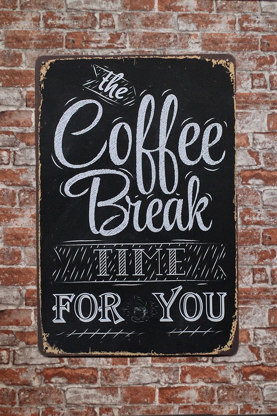 Wandbord - Coffee break - Metalen wandbord - Mancave decoratie ...