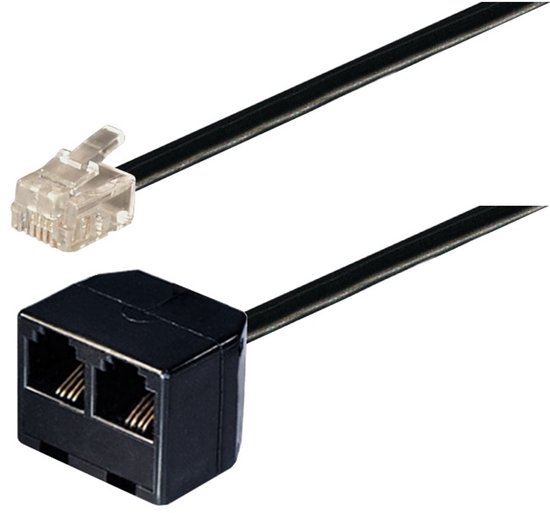 RJ11 (m) - 2x RJ11 (v) telefoon splitter kabel / zwart - 3 meter | bol