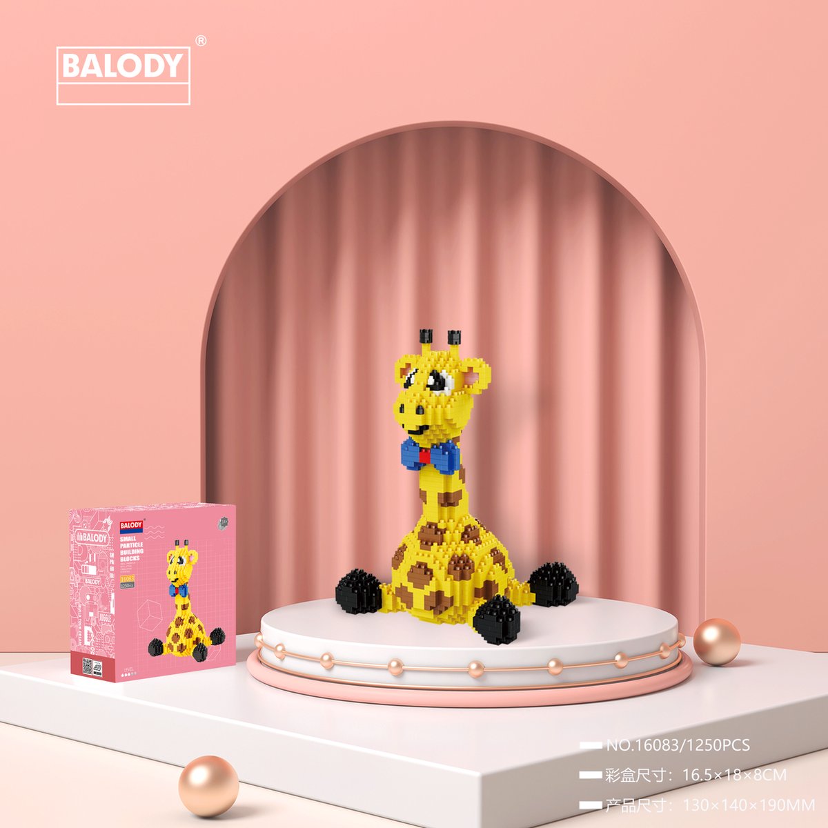 Balody Zittende giraffe - Nanoblocks / miniblocks - bouwset / 3D puzzel ...