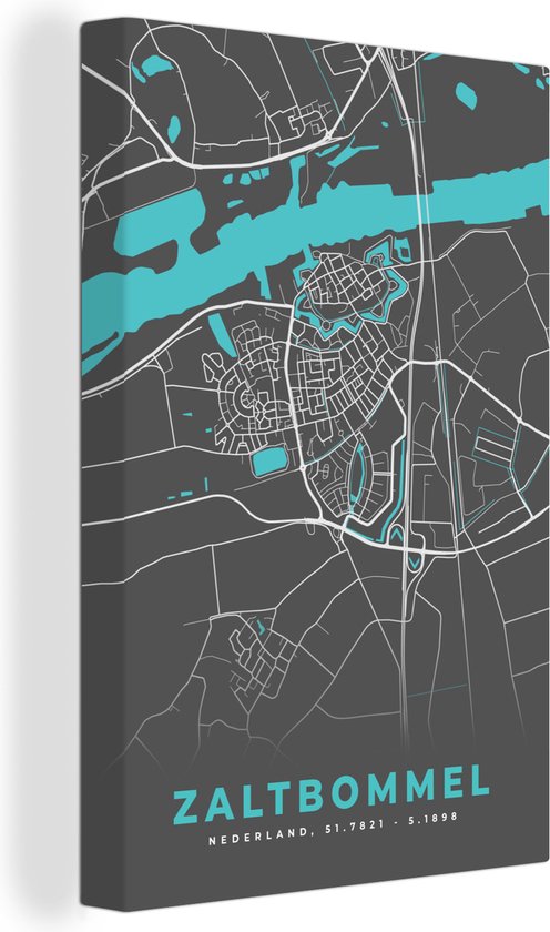 Canvas Schilderij Kaart - Zaltbommel - Plattegrond - Stadskaart ...