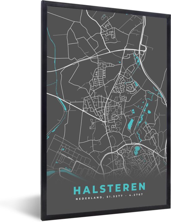 Fotolijst incl. Poster - Halsteren - Plattegrond - Kaart - Stadskaart ...