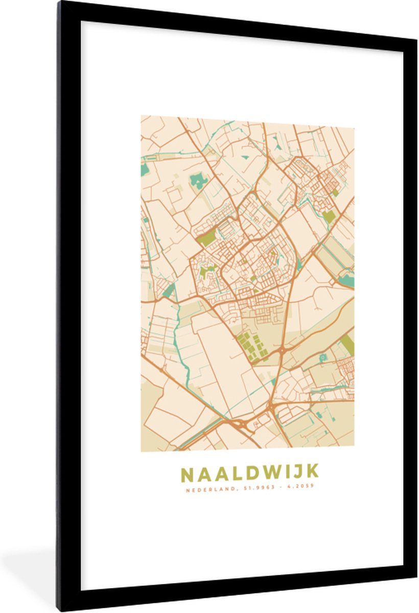 Fotolijst incl. Poster - Kaart - Stadskaart - Naaldwijk - Plattegrond ...