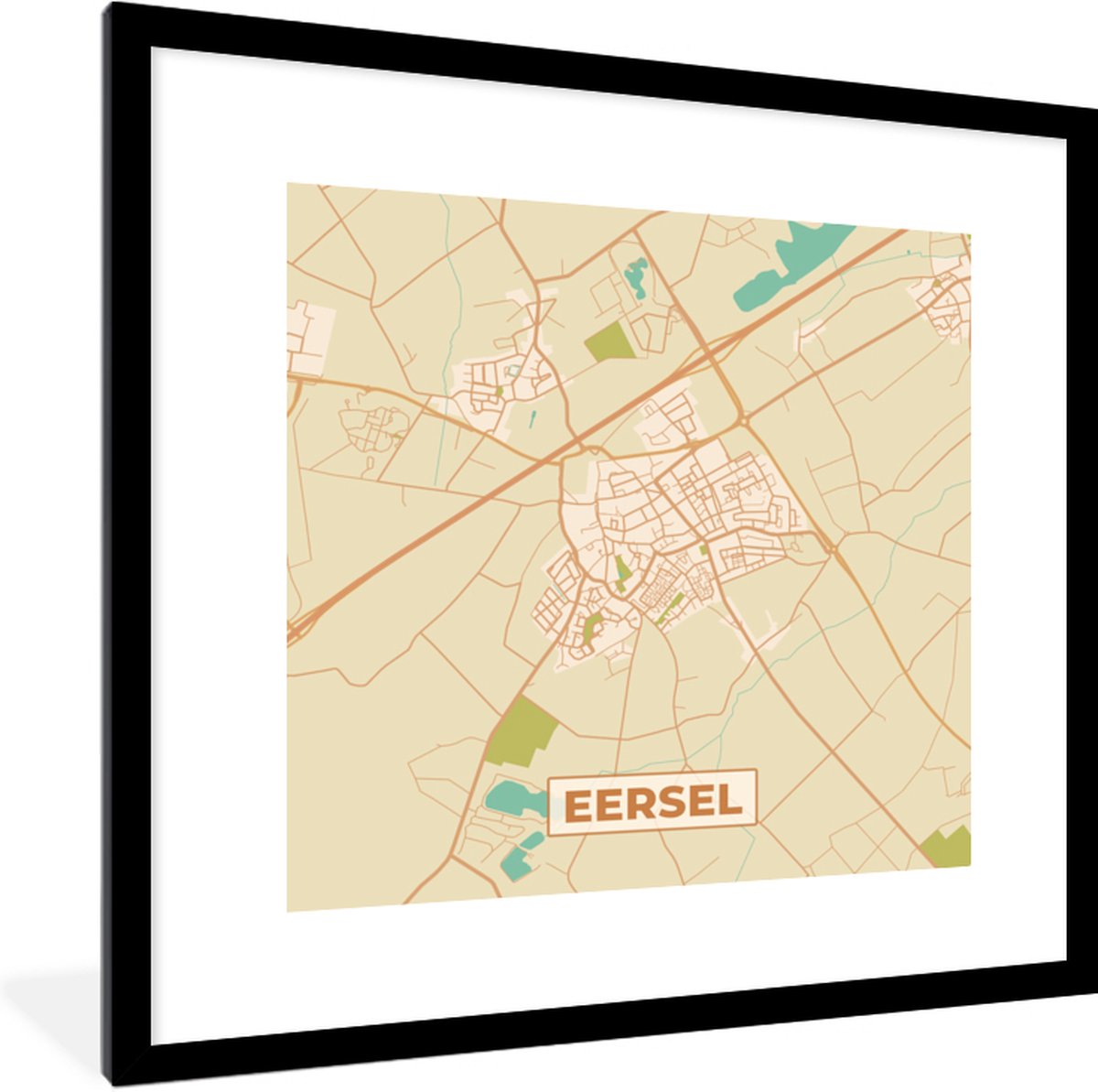 Fotolijst incl. Poster - Kaart - Eersel - Vintage - Plattegrond ...