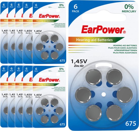 Hoortoestel batterijen EarPower A675, 10 platen | bol