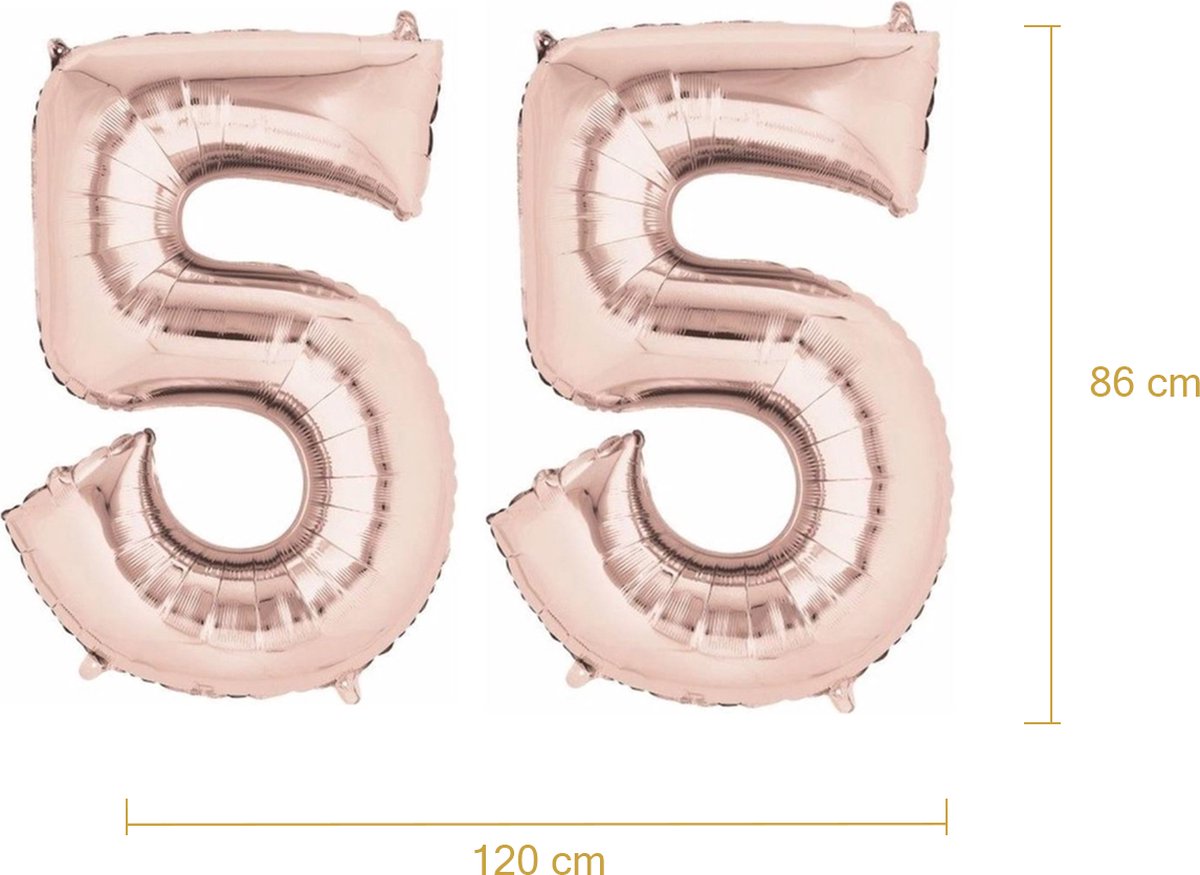 Ballon Cijfer 55 Jaar Rose Goud Helium Ballonnen Verjaardag Versiering ...