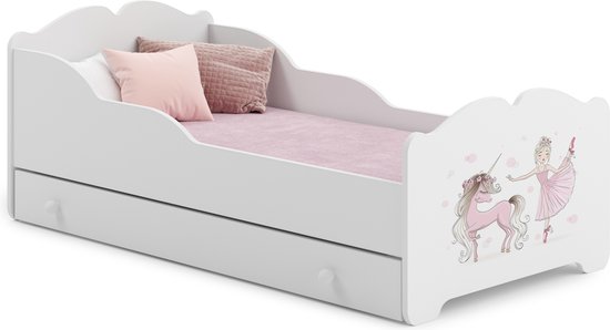Kinderbed Anna 160x80 met kinderafbeeldingen en een lade, inclusief ...